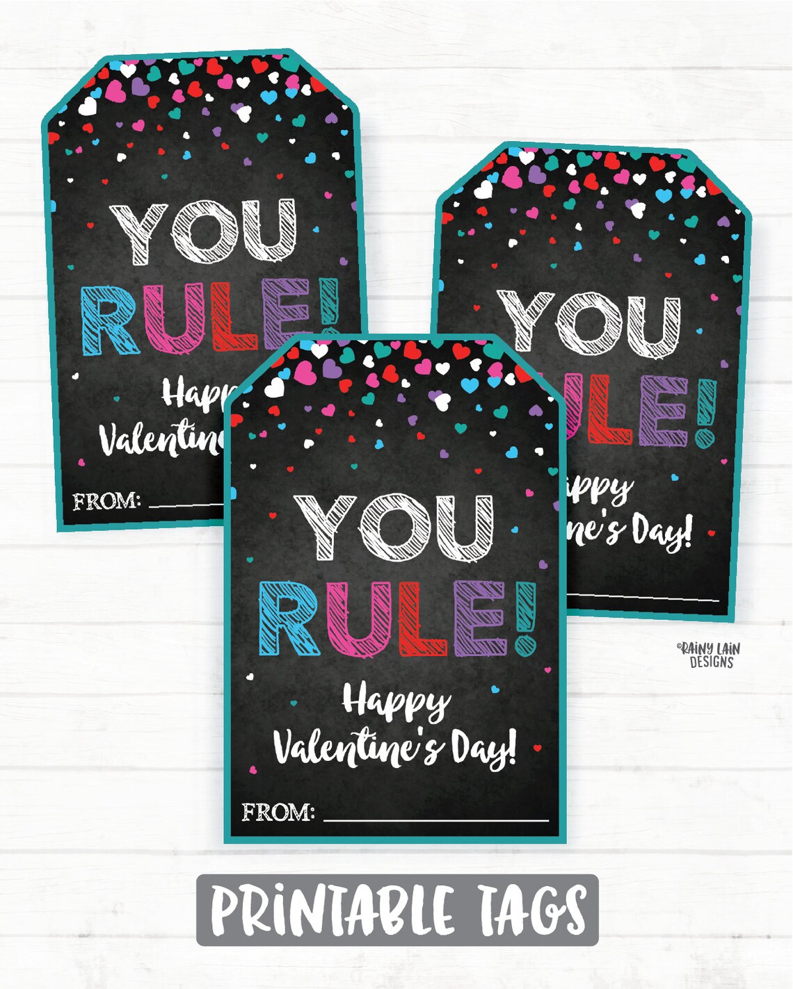 You Rule Valentine Ruler Valentine Tags Chalkboard - Etsy