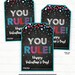 You Rule Valentine, Ruler Valentine Tags, Chalkboard, Preschool ...