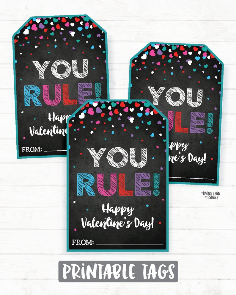 You Rule Valentine Ruler Valentine Tags Chalkboard - Etsy