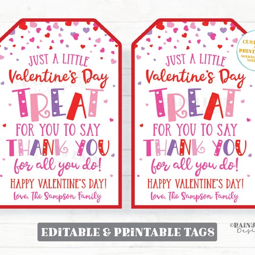 Valentine's Day Thank You Tag Valentine Appreciation Gift - Etsy