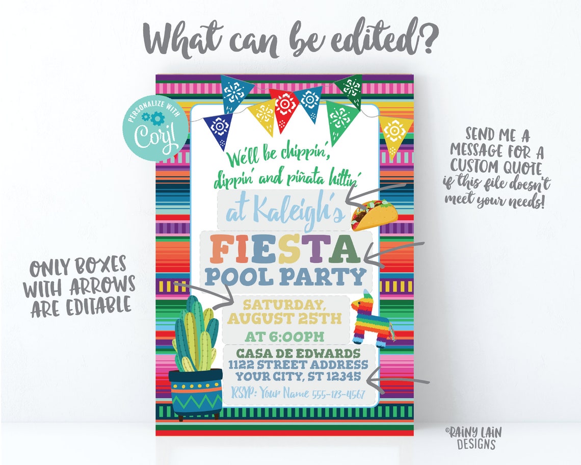 Fiesta Pool Party Invitation Pool Party Fiesta Invitation | Etsy