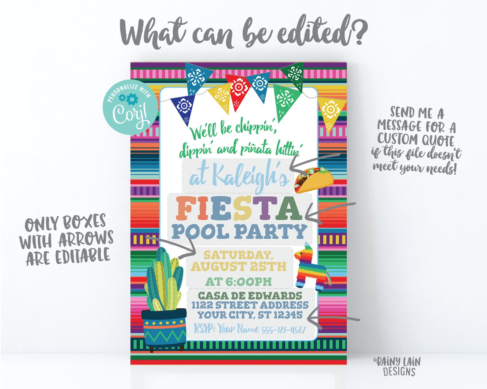 Fiesta Pool Party Invitation Pool Party Fiesta Invitation | Etsy