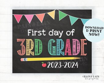 1st Day of School Sign First Day of 3rd Grade Sign 2023 Printable Third ...