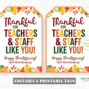 Thankful for Teachers and Staff Like You Tags, Thankful Tags, Pie Tags ...