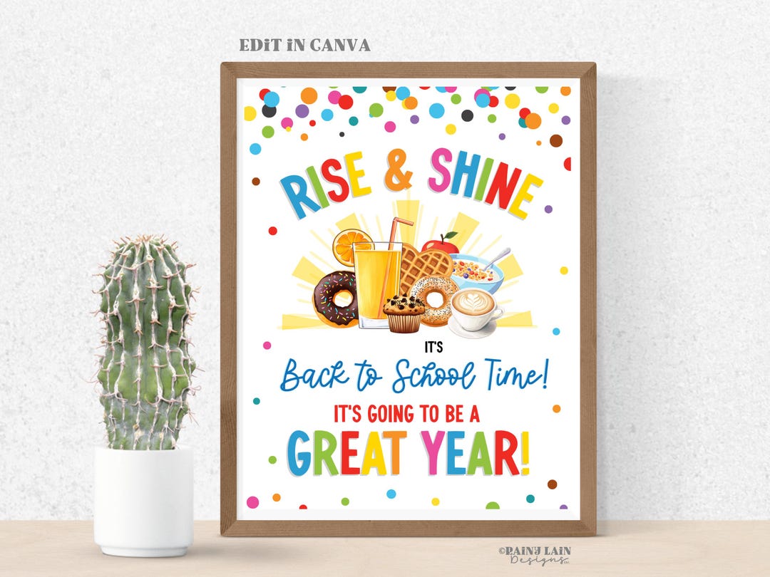 First Day of School Breakfast Sign Editable Template, Printable Rise ...