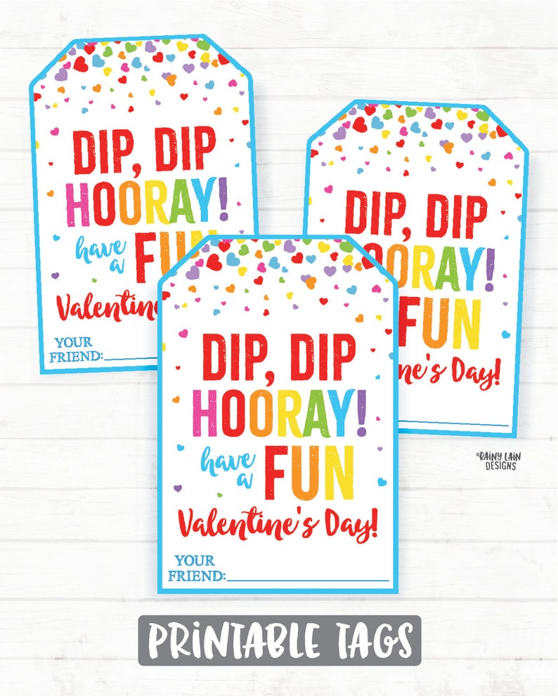 Dip Dip Hooray Have a FUN Valentine's Day Fun Valentine - Etsy