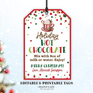 Holiday Hot Chocolate Gift Tag, Christmas Cocoa, Appreciation, Thank ...