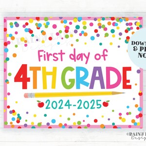 First Day of School Sign 1st Day of 4th Grade Fourth Grade Back to ...