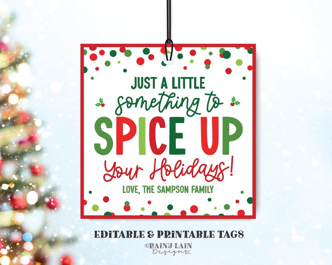 Spice up Your Holiday Gift Tag, Editable Template, Christmas Seasonings ...