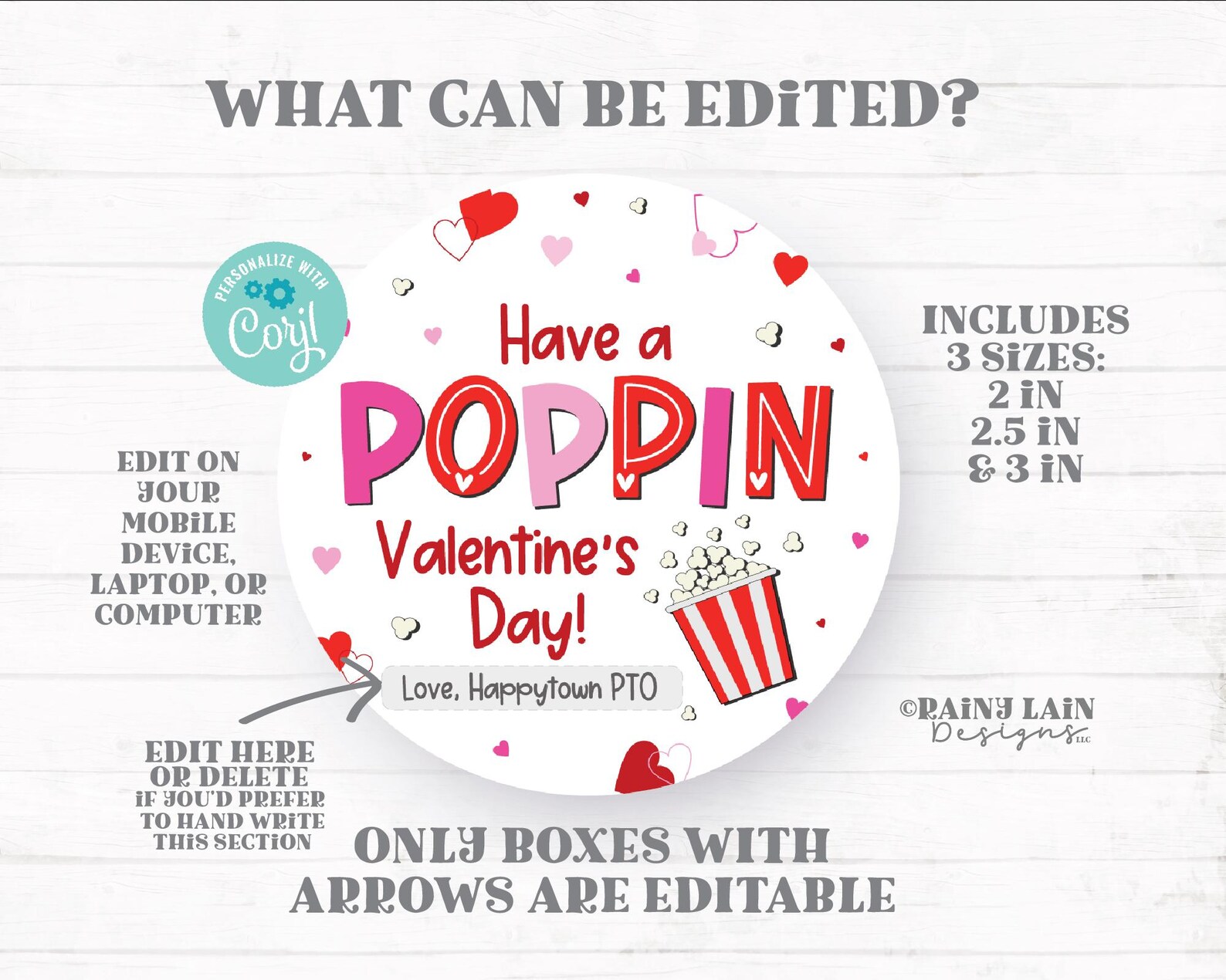 Poppin Valentine's Day Tags, Poppin Valentine Sticker, Popcorn Stickers ...