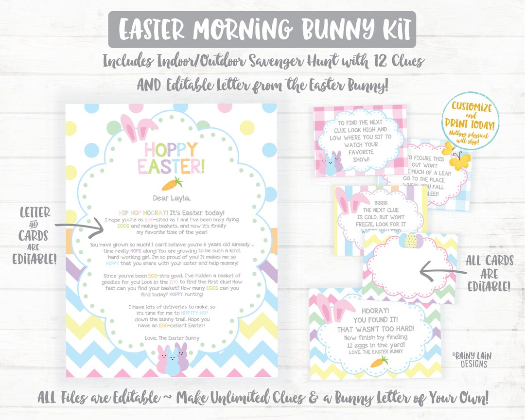 Easter Bunny Letter and Easter Scavenger Hunt, Editable Letter From the ...
