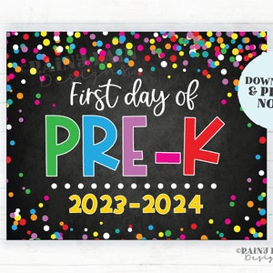 1st Day of Pre-k Sign First Day of Prek First Day of School Back to ...