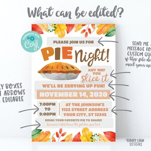 Pie Night Invitation Pie Fundraiser Flyer Pie and Wine Pie - Etsy