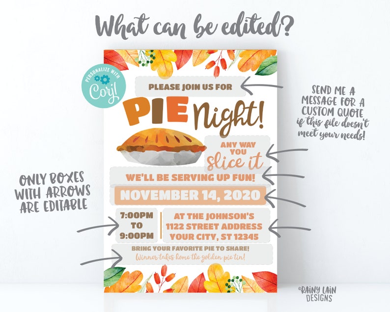 Pie Night Invitation Pie Fundraiser Flyer Pie and Wine Pie - Etsy