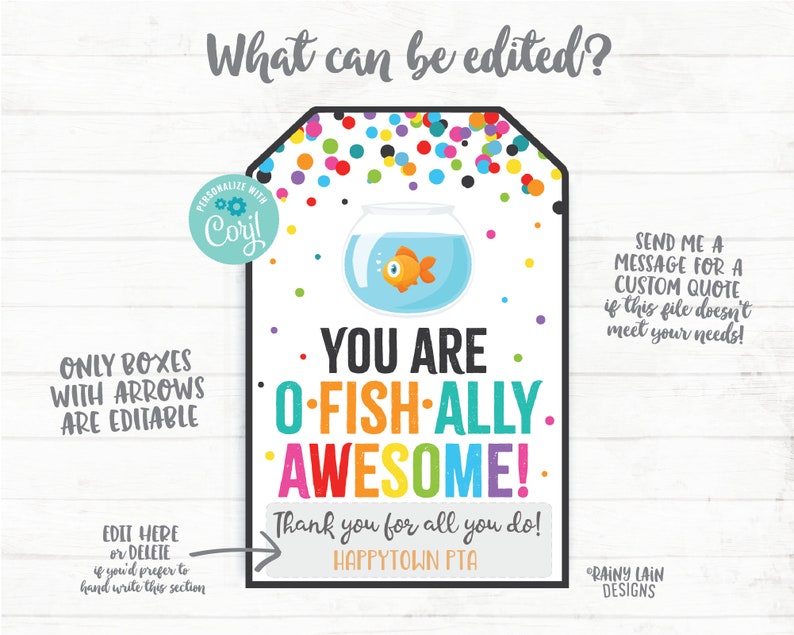 You Are O Fish Ally Awesome Tag Goldfish Gift Tag Fish - Etsy
