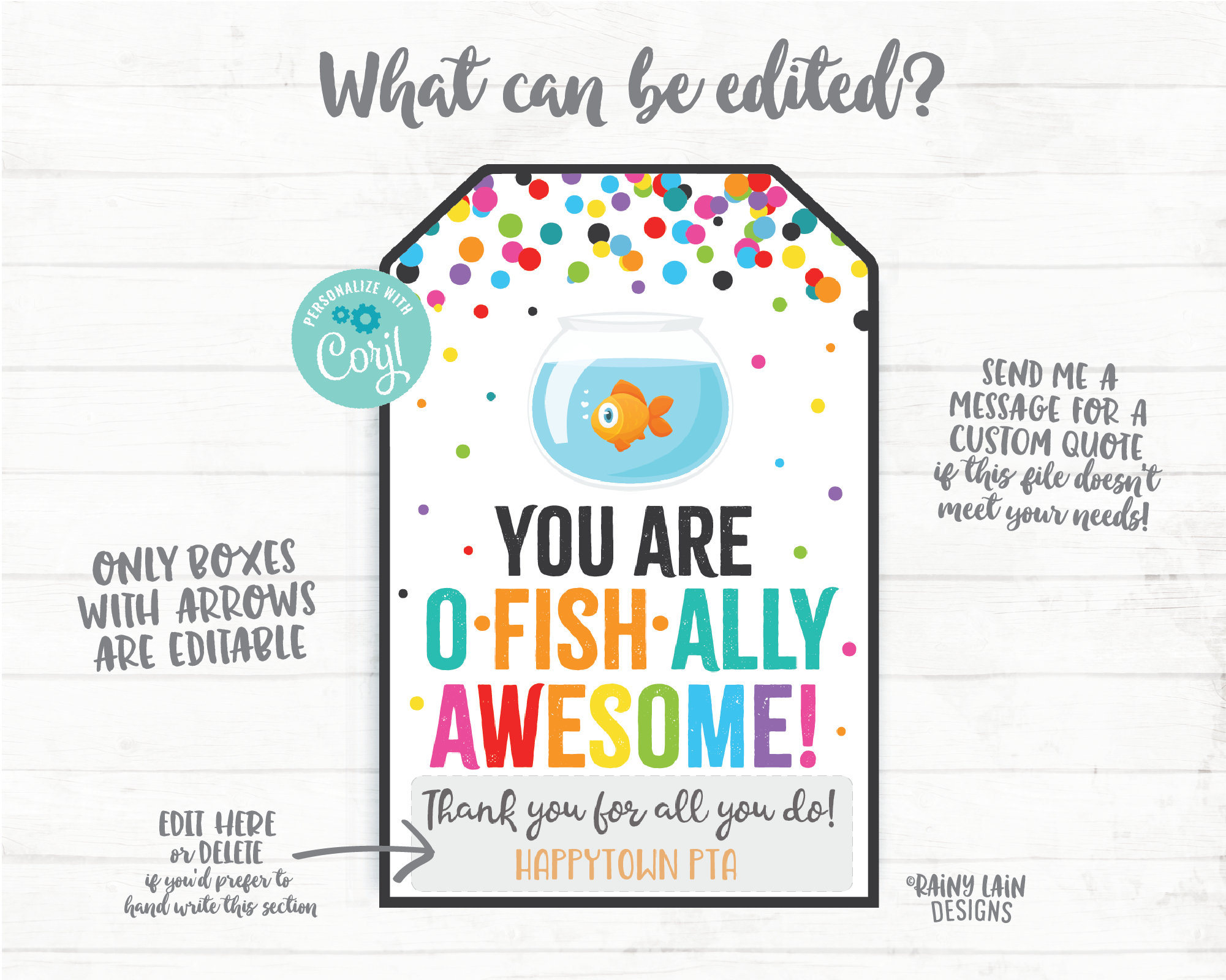 You Are O Fish Ally Awesome Tag Goldfish Gift Tag Fish - Etsy