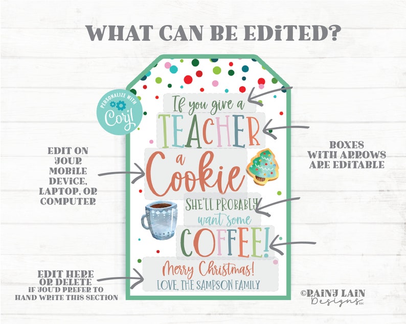 Teacher Christmas Gift Tag If You Give a Teacher a Cookie They - Etsy