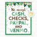 We Accept Cash Checks Paypal Venmo Sign, Cookie Booth Printable Cookie ...