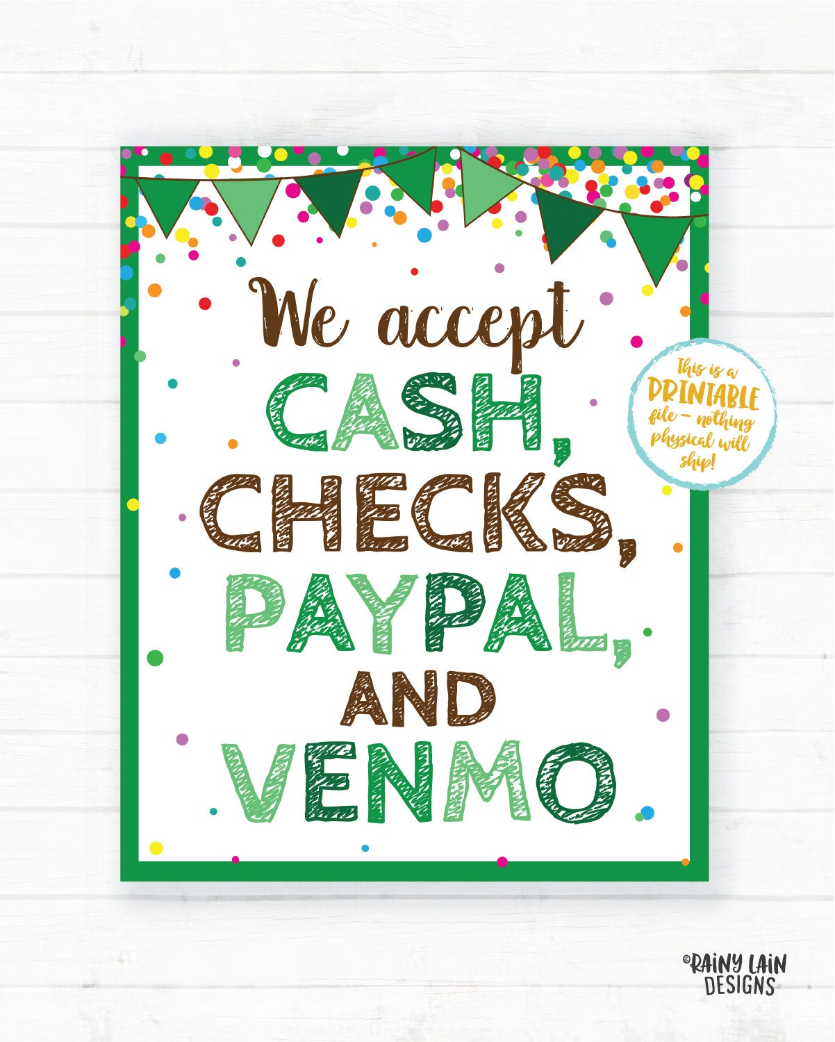 We Accept Cash Checks Paypal Venmo Sign Cookie Booth | Etsy