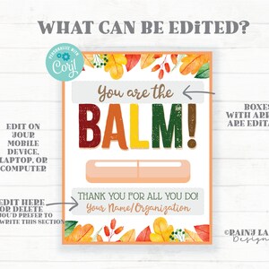 You're the Balm Card Lip Balm Chapstick Gift Tag Fall Chappy ...