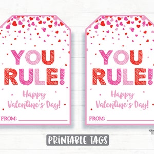 You Rule Valentine, Ruler Valentine Tags, Rule Valentines Preschool ...
