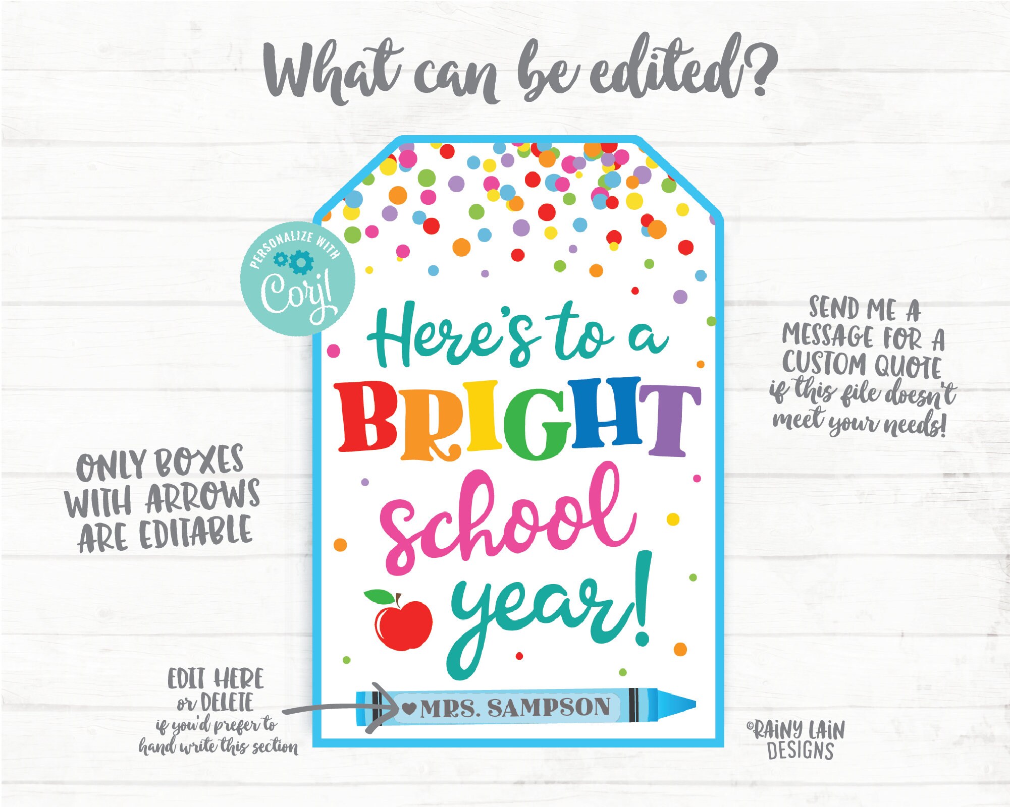 Here's to a Bright School Year Tags, First Day of School Tags, Back to ...