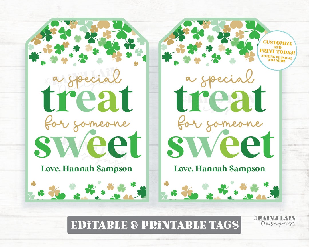 Special Treat for Someone Sweet Tag St Patrick's Day Gift Tags Shamrock ...