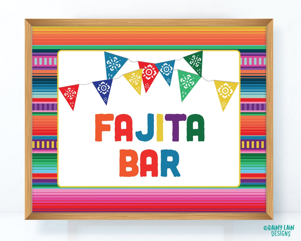 Fajita Bar Sign Printable Fiesta Sign Fiesta Decorations | Etsy