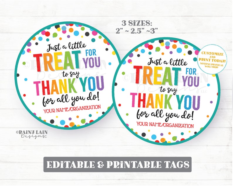 Treat for You to Say Thank You for All You Do Tag Round Circle ...