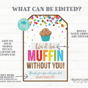 Muffin Without You Tag We Appreciate You Muffins Gift Employee ...