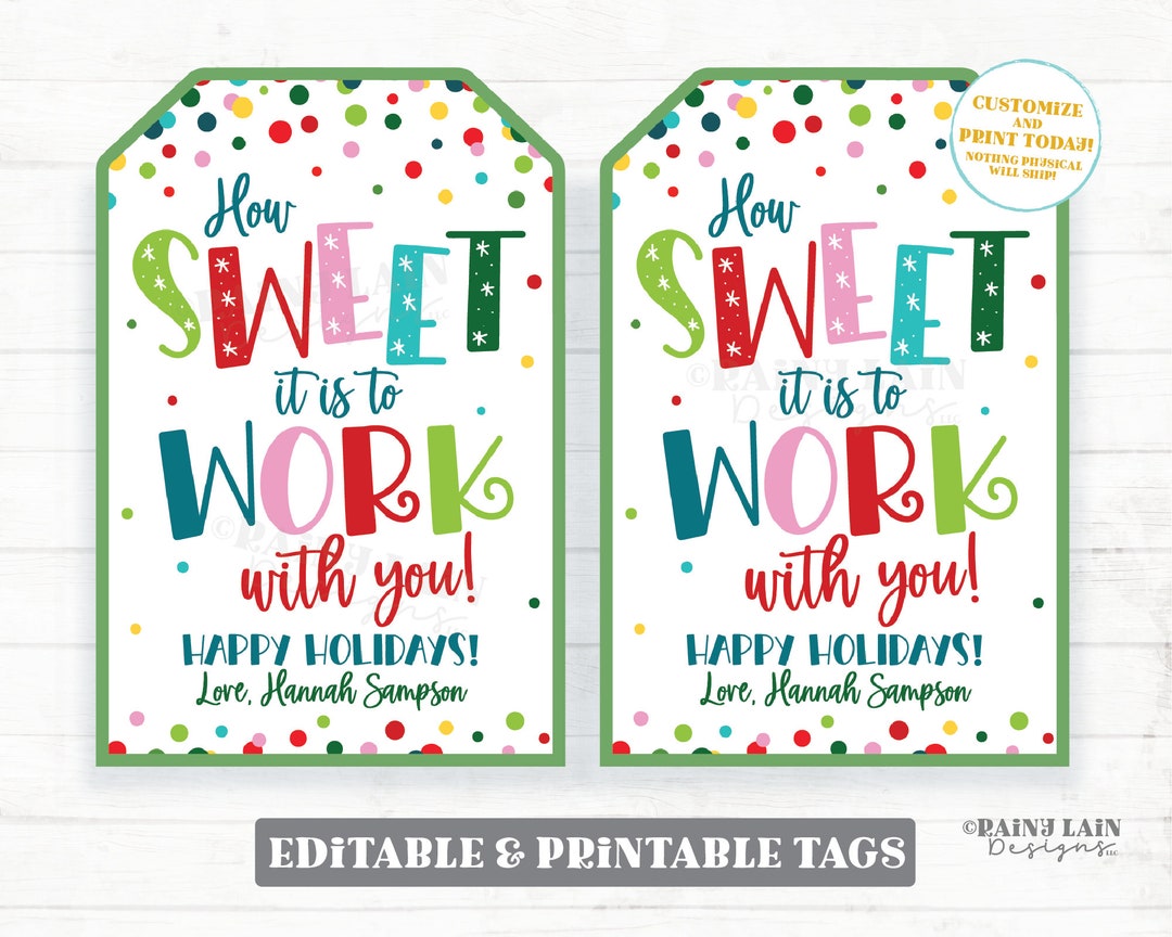 How Sweet It is to Work With You Holiday Gift Tag Staff Employee ...