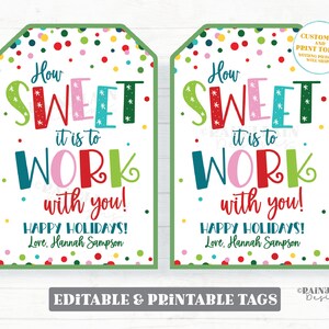 How Sweet It is to Work With You Holiday Gift Tag Staff Employee ...