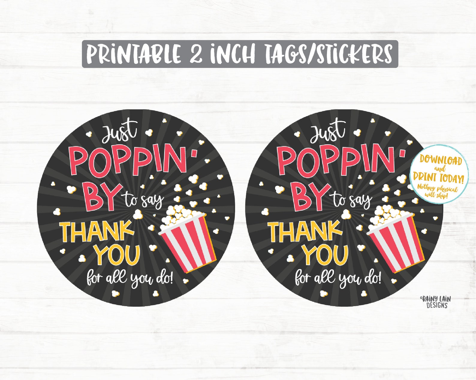 Popcorn Thank You Tags Just Poppin by to Say Thank You - Etsy