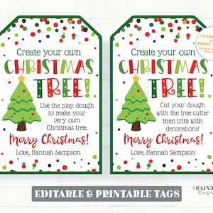 Create Your Own Christmas Tree Tag Make a Play Dough Tree Gift Doh ...