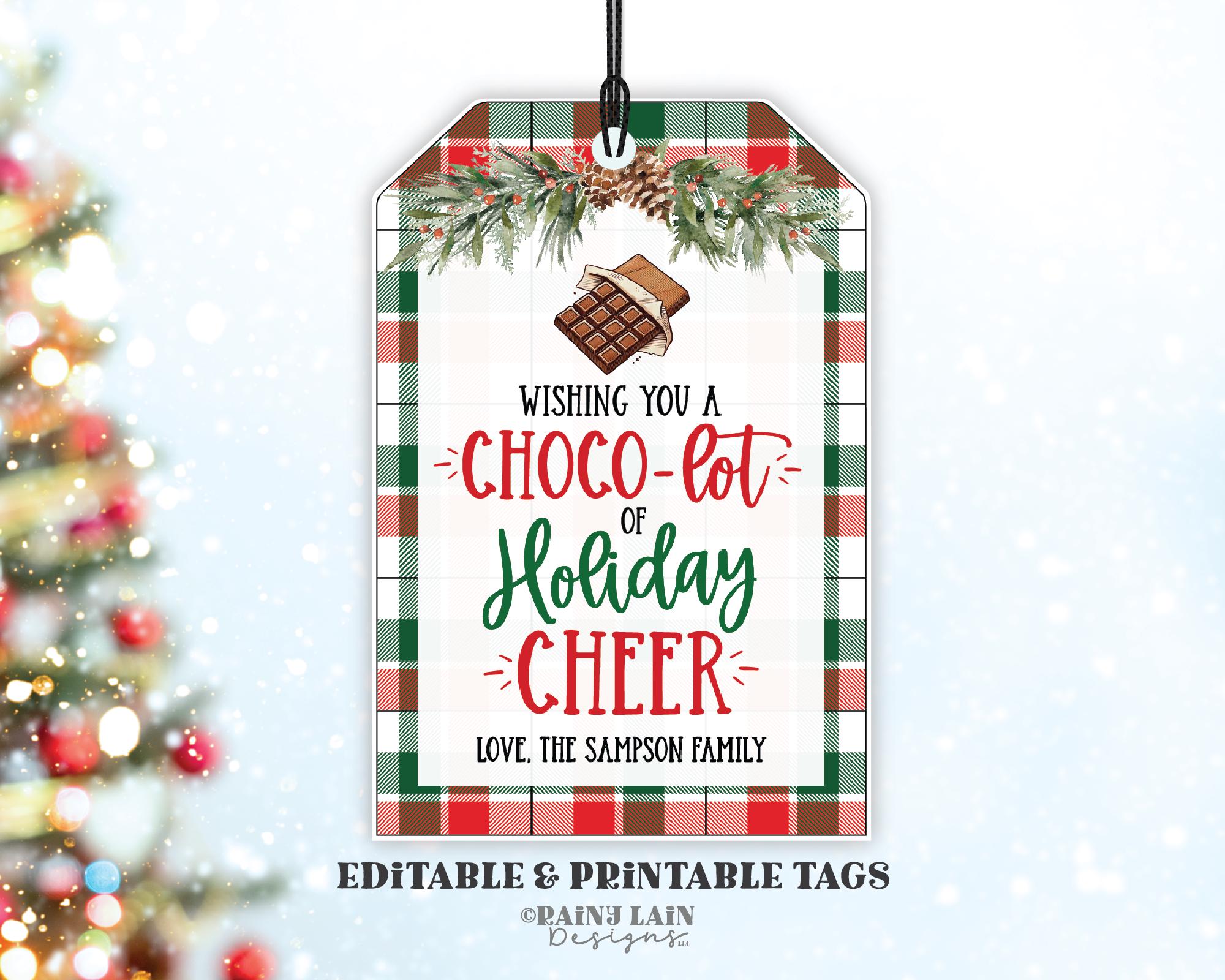 Christmas Chocolate Gift Tag, Editable Thanks a Choco-lot, Holiday ...