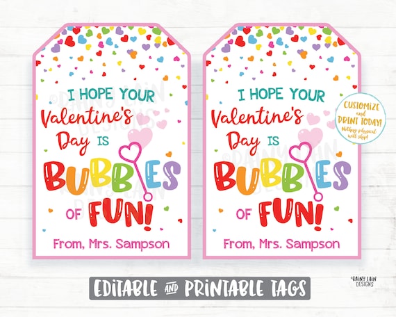 Bubbles of Fun Valentine Tag I Hope Your Valentine's Day | Etsy