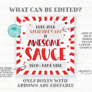 Applesauce Valentine Tag, Awesome Sauce Apple Sauce Hot Sauce Co-worker ...