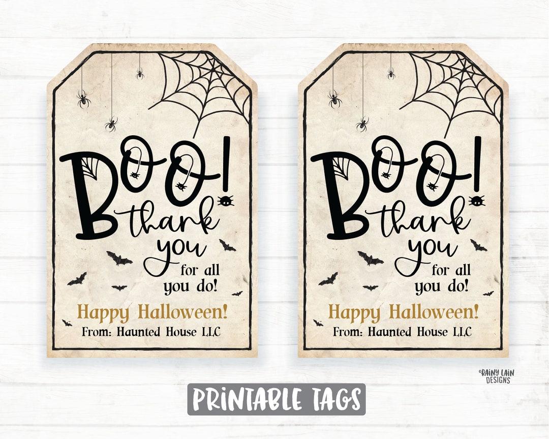 Boo Thank You for All You Do Tag Halloween Appreciation Teacher Staff ...