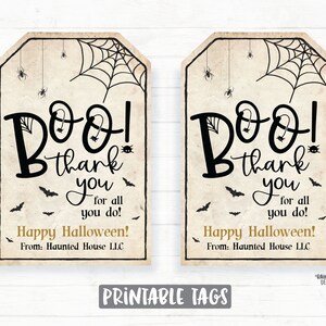 Boo Thank You for All You Do Tag Halloween Appreciation Teacher Staff ...