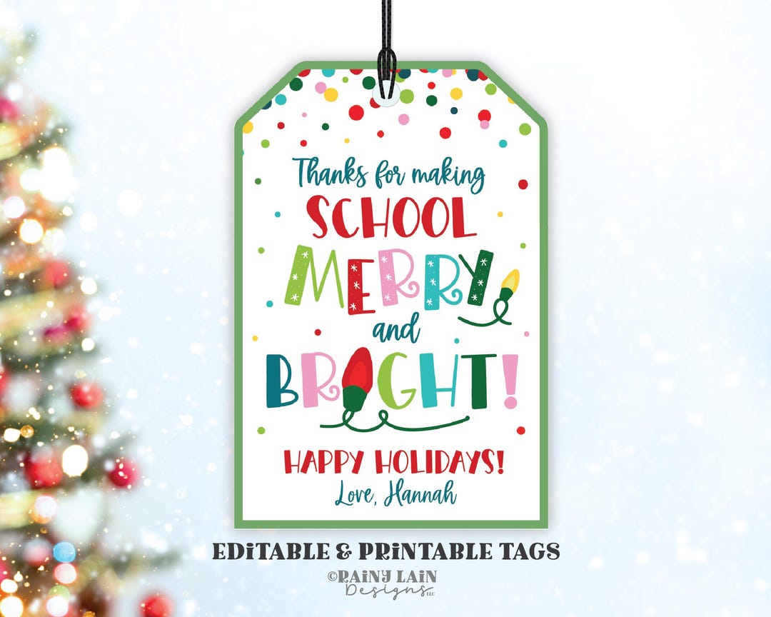 Thanks for Making School Merry and Bright Tag Christmas Gift Tag ...