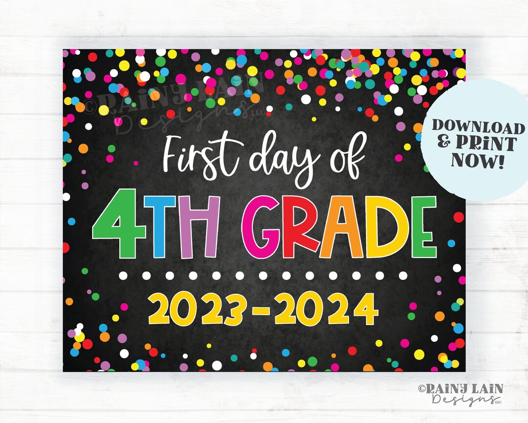 1st Day of 4th Grade Sign First Day of Fourth Grade First Day - Etsy