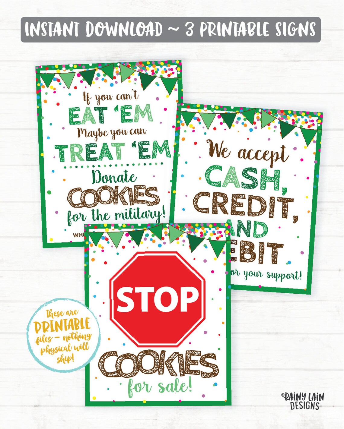 Cookie Booth Signs Set Can't Eat Em Treat Em Donate - Etsy