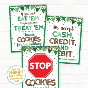Cookie Booth Signs Set, Can't Eat Em Treat Em Donate Cookies Sign, We ...