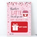 Coffee Valentine's Day Gift Card Holder, Thanks a Latte Printable ...