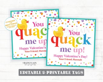 Valentine's Day Tag - Rubber Duck - Editable - Printable - Class ...