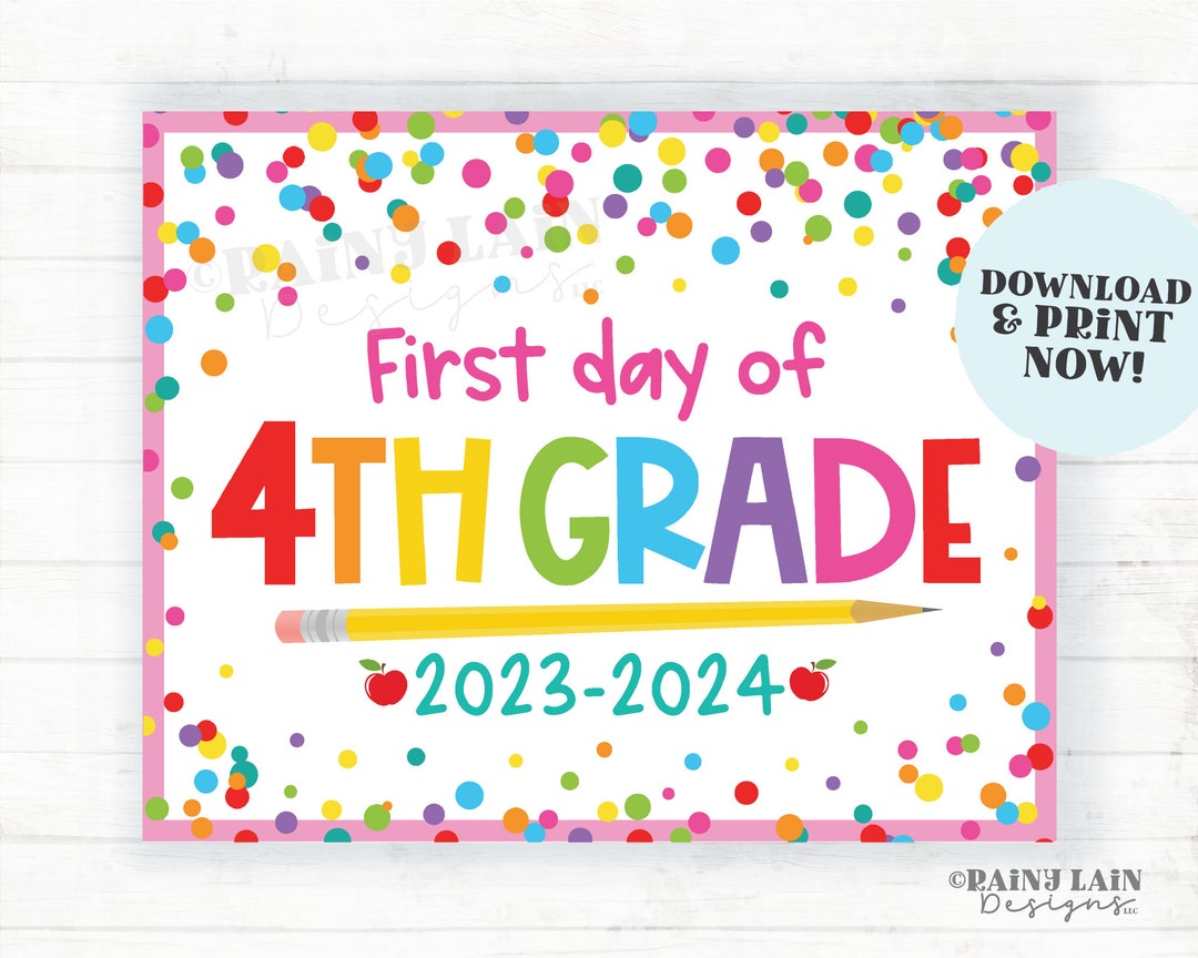 First Day of School Sign 1st Day of 4th Grade Fourth Grade - Etsy