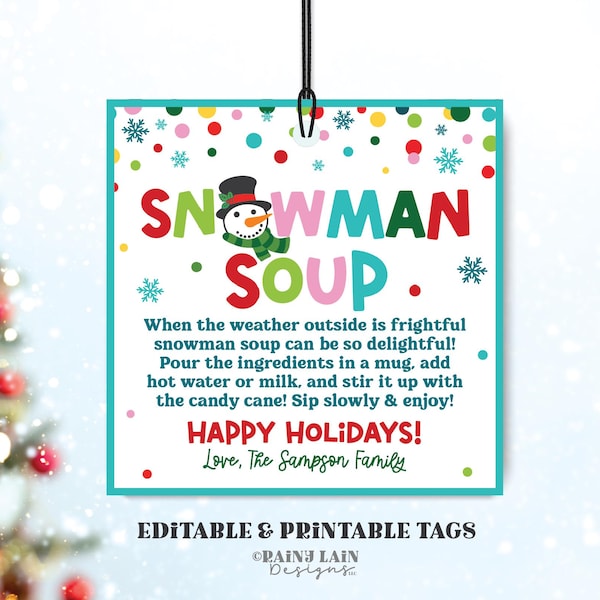 Snowman Labels - Etsy