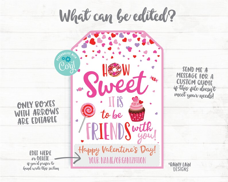 How Sweet It is to Be Friends With You Valentine Tag, Treat Candy Donut ...