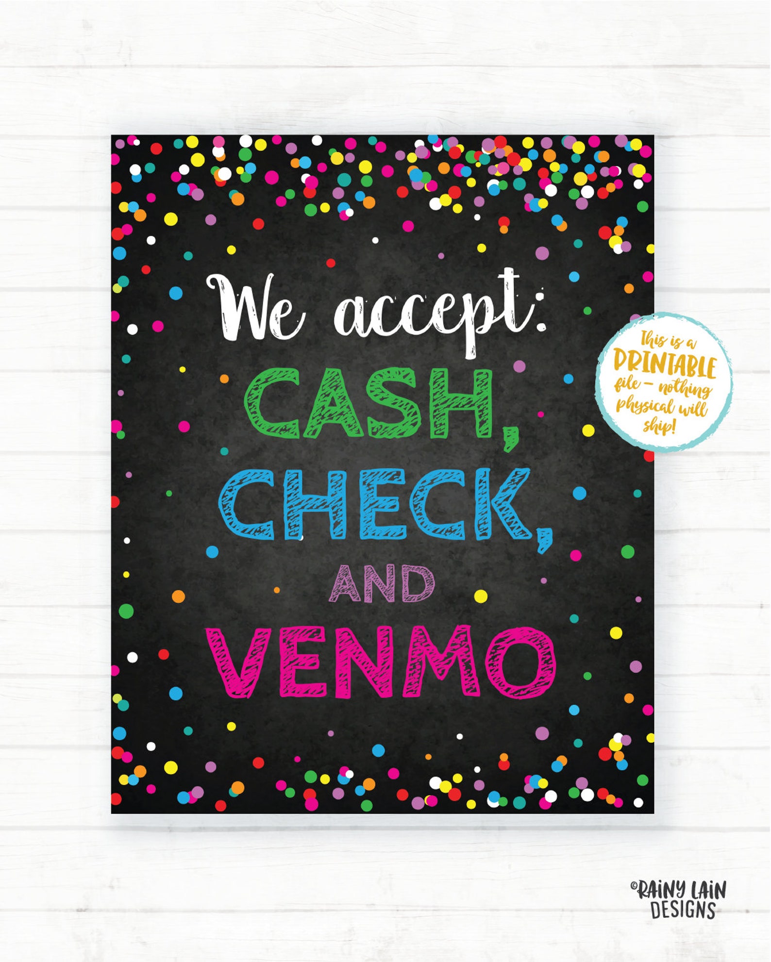 We Accept Cash Check and Venmo Sign, Cookie Booth Printable, Cookie ...