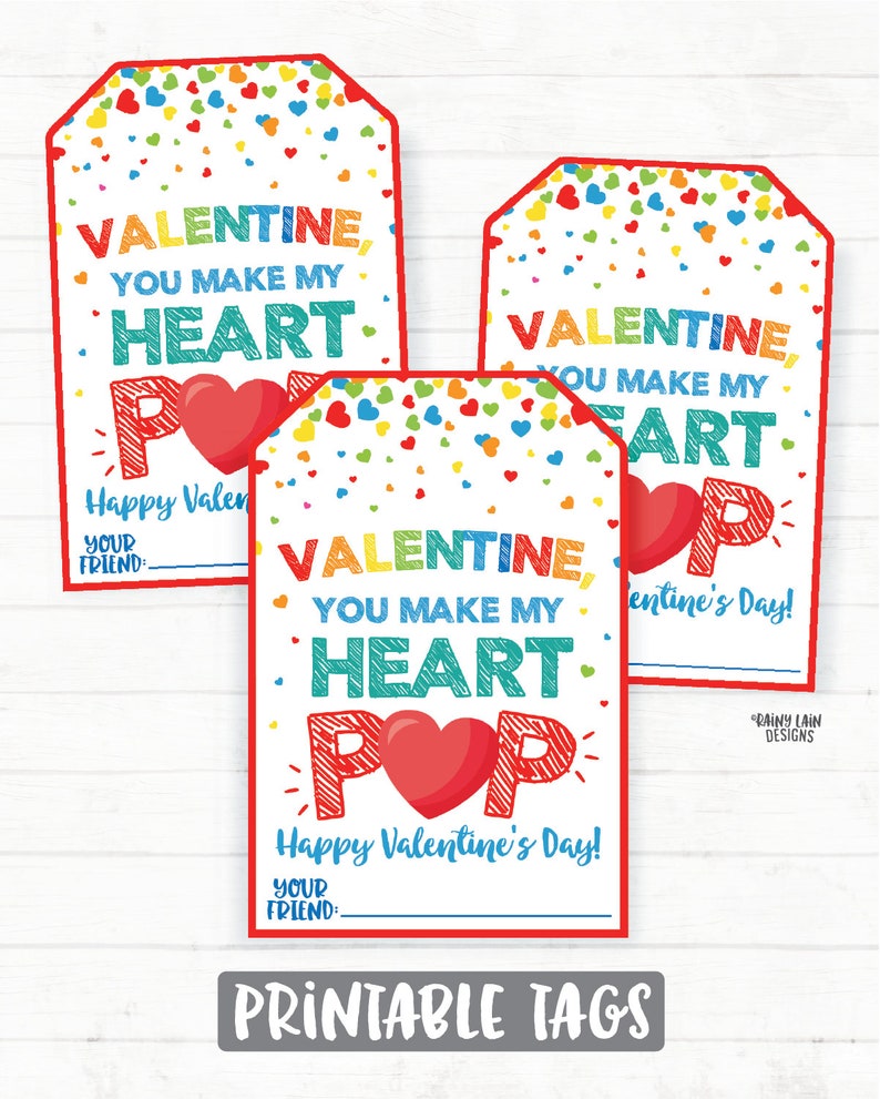 You Make My Heart Pop Valentine Pop Valentine Tag Lollipop - Etsy